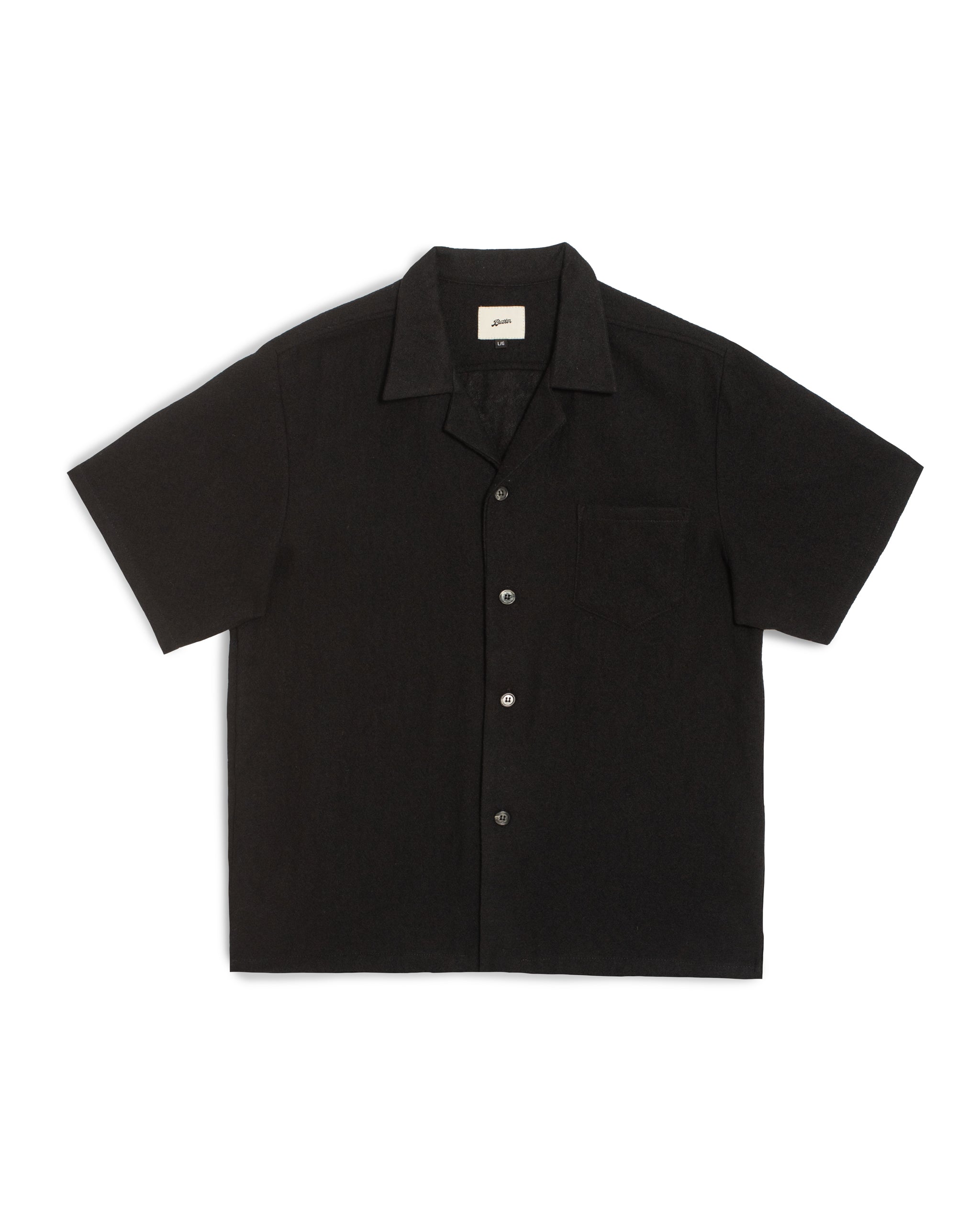 Black Wool Gauze Camp Shirt – Bather
